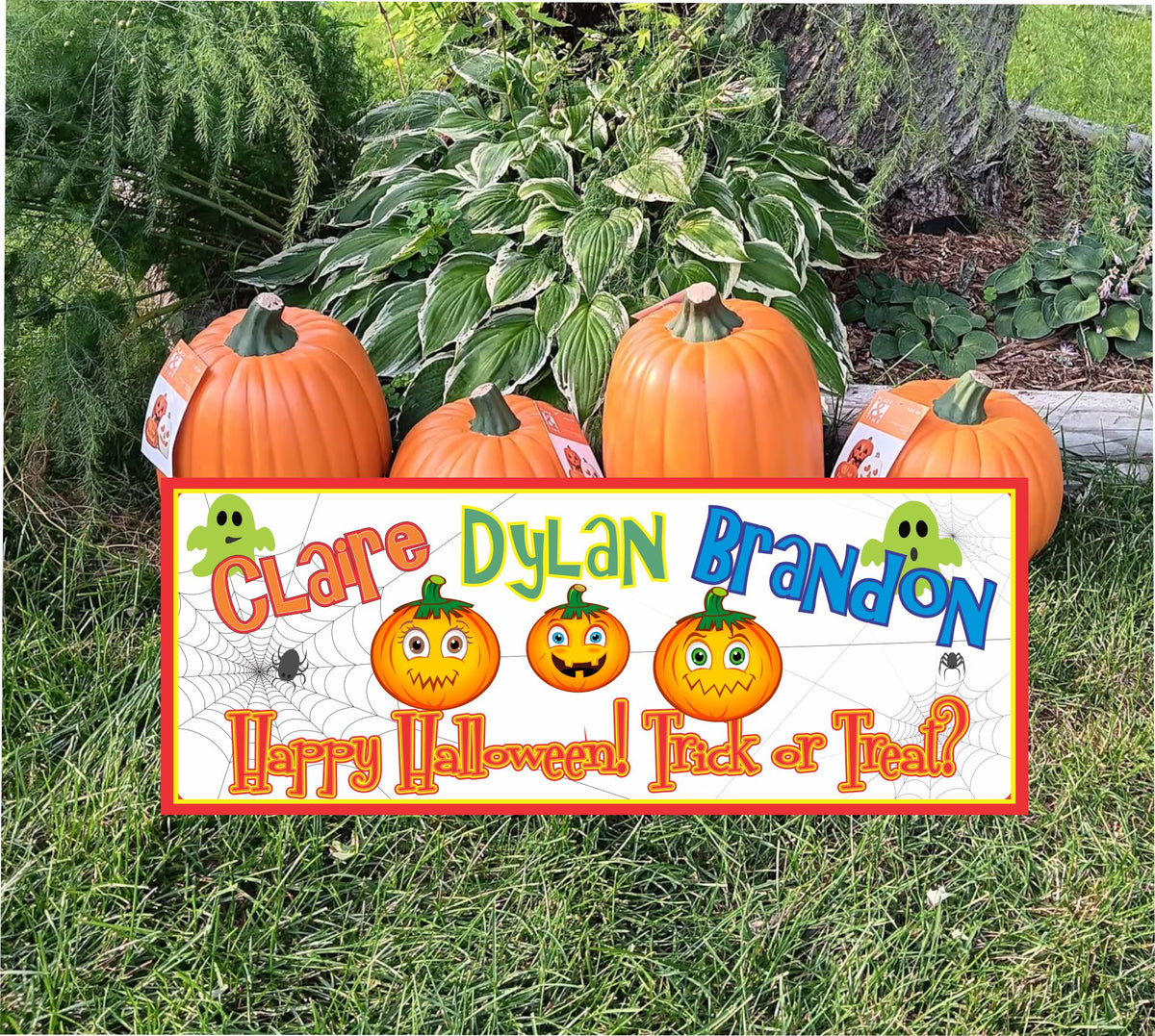 Custom Happy Halloween Sign: Colorful Green Ghosts or Pumpkins| Fun ...