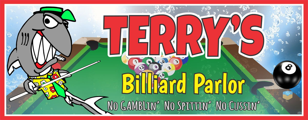 Custom Billiard Parlor Sign: Pool Shark, 8 Ball Décor| Fun Sign Factory