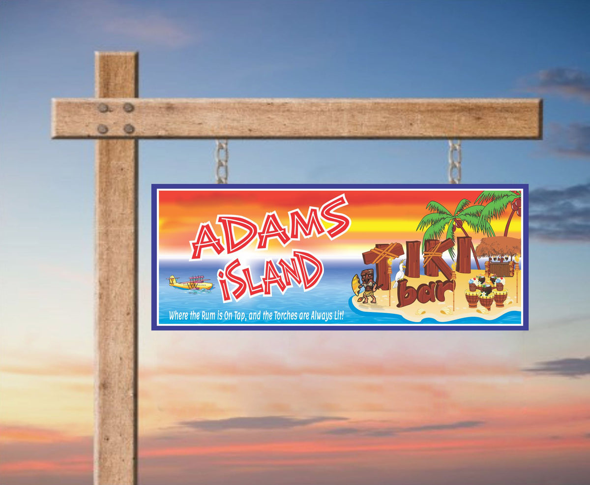 Tropical Tiki Bar Sign: Seaplane, Island Oasis - Personalized Decor ...