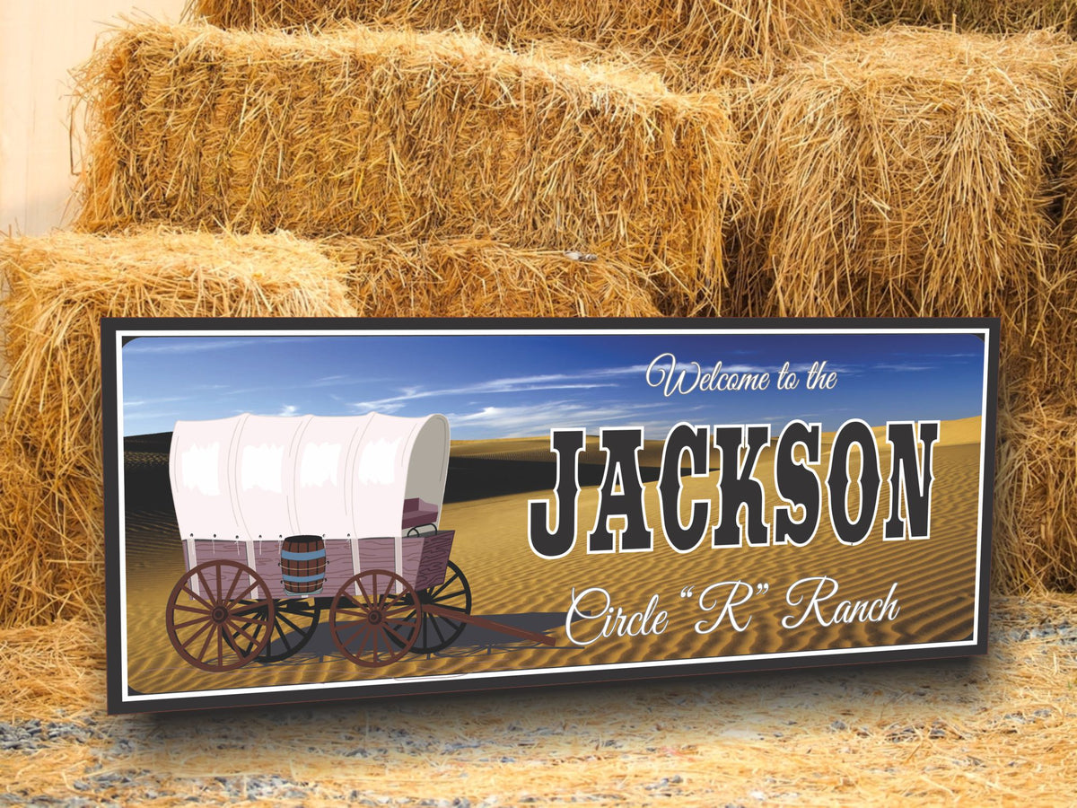 Stagecoach Ranch Sign: Personalized Golden Desert Wall Decor| Fun Sign ...