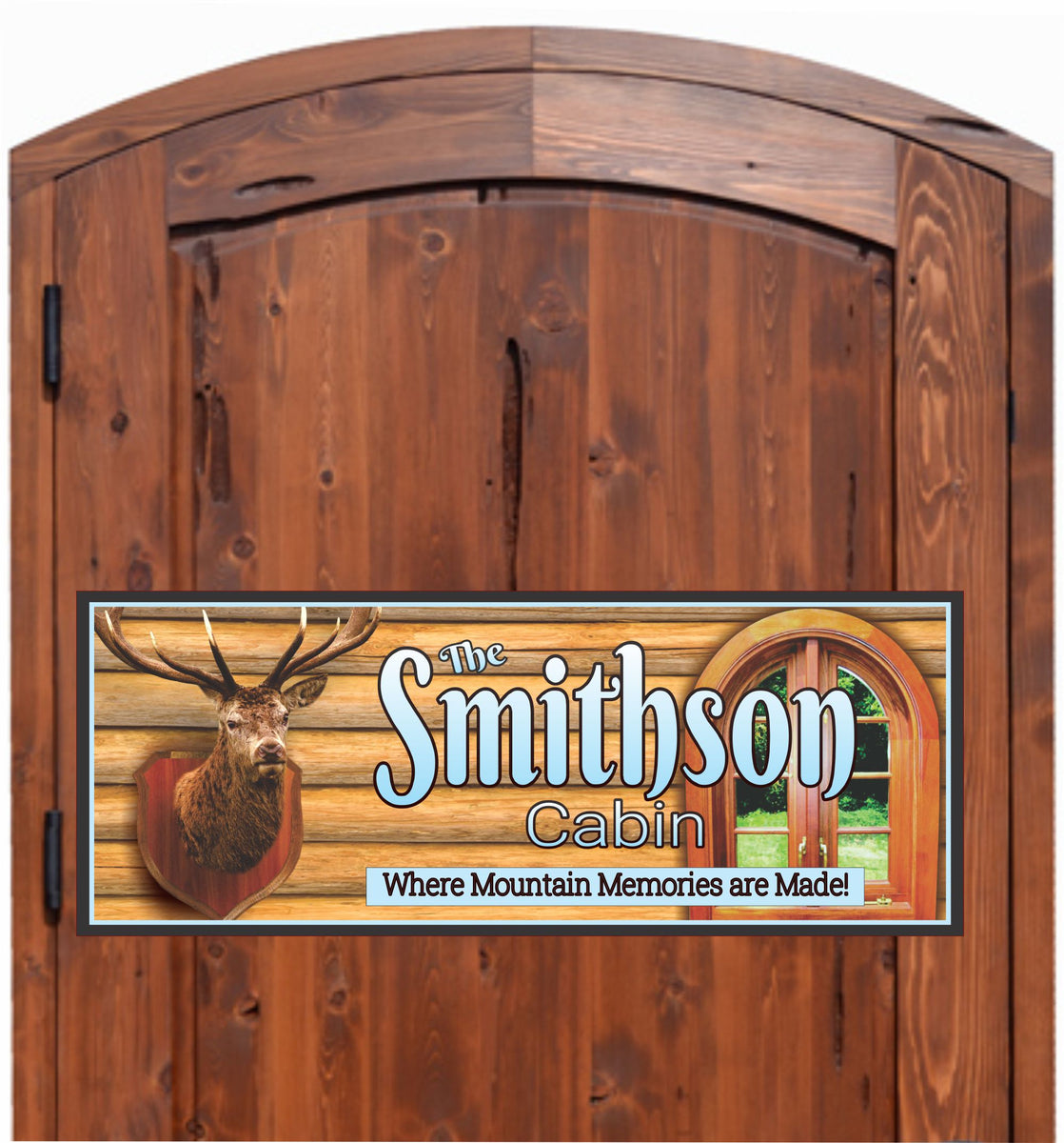 Hunting Cabin Sign: Deer Head & Log Wall| Fun Sign Factory