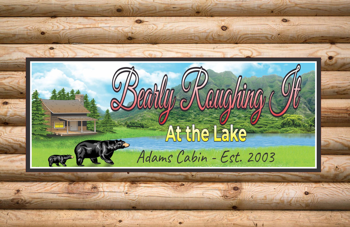 Custom Black Bear Lodge Sign: Serene Mountain Retreat| Fun Sign Factory