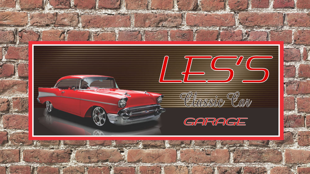 Custom 1957 Red Chevy Bel Air Garage Sign | Vintage Font Décor| Fun ...