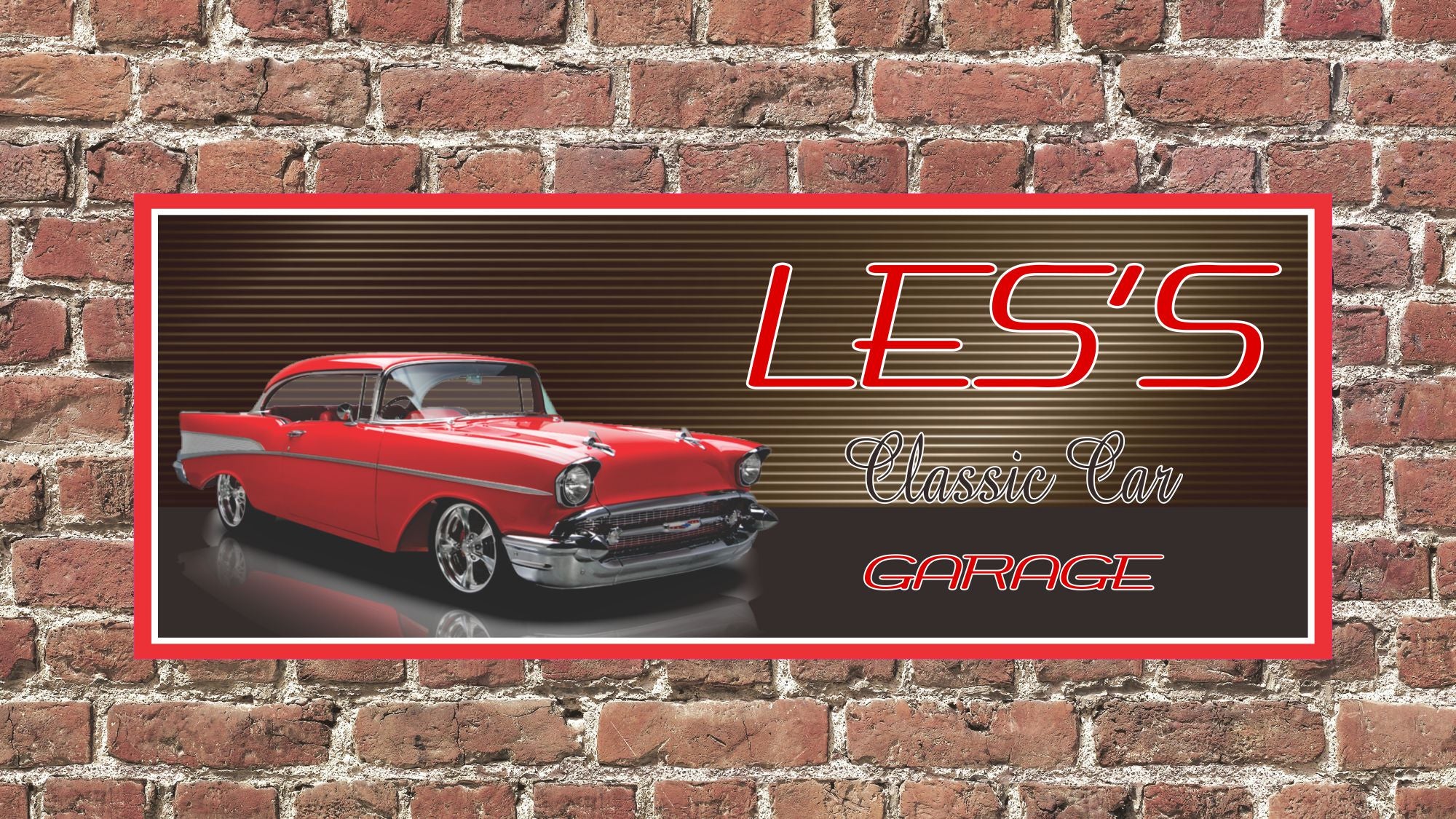 Custom 1957 Red Chevy Bel Air Garage Sign | Vintage Font Décor| Fun ...
