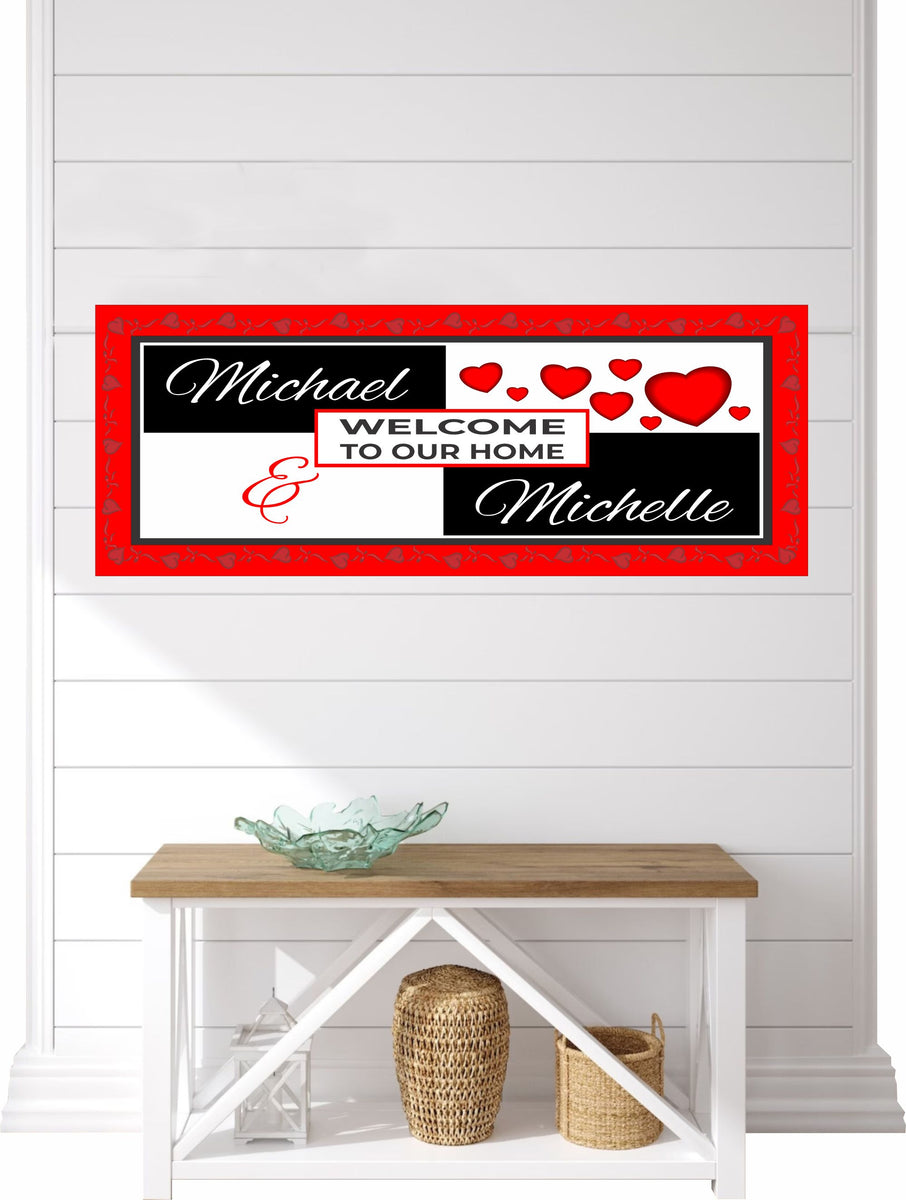 Personalized Welcome Sign for Couples - Romantic Hearts Design| Fun ...