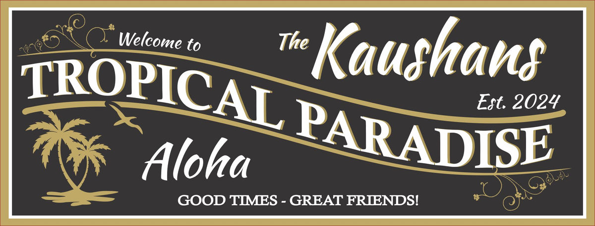 Aloha Tropical Paradise Personalized Welcome Sign - Beach Decor| Fun ...
