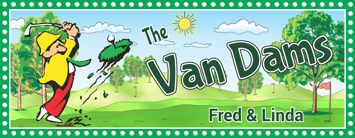 Personalized Cartoon Golfer Sign | Funny Golf Wall Art| Fun Sign Factory