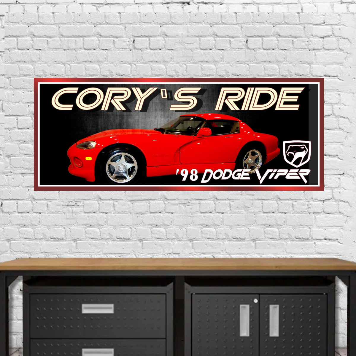 Custom 1998 Dodge Viper Sign - Personalized Red Car Wall Art| Fun Sign ...