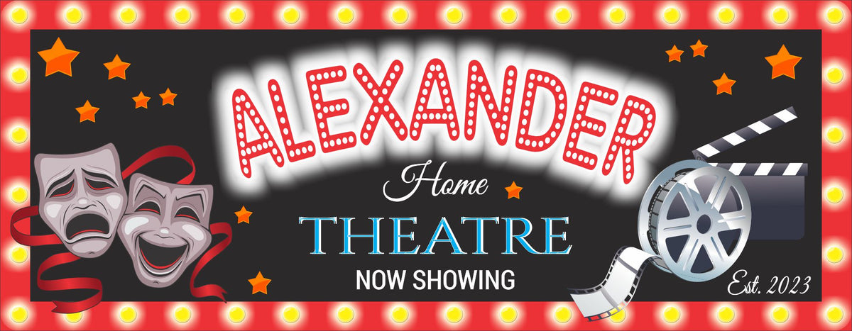 Custom Home Theater Sign: Film Reel, Masks & Clapboard Designs| Fun ...