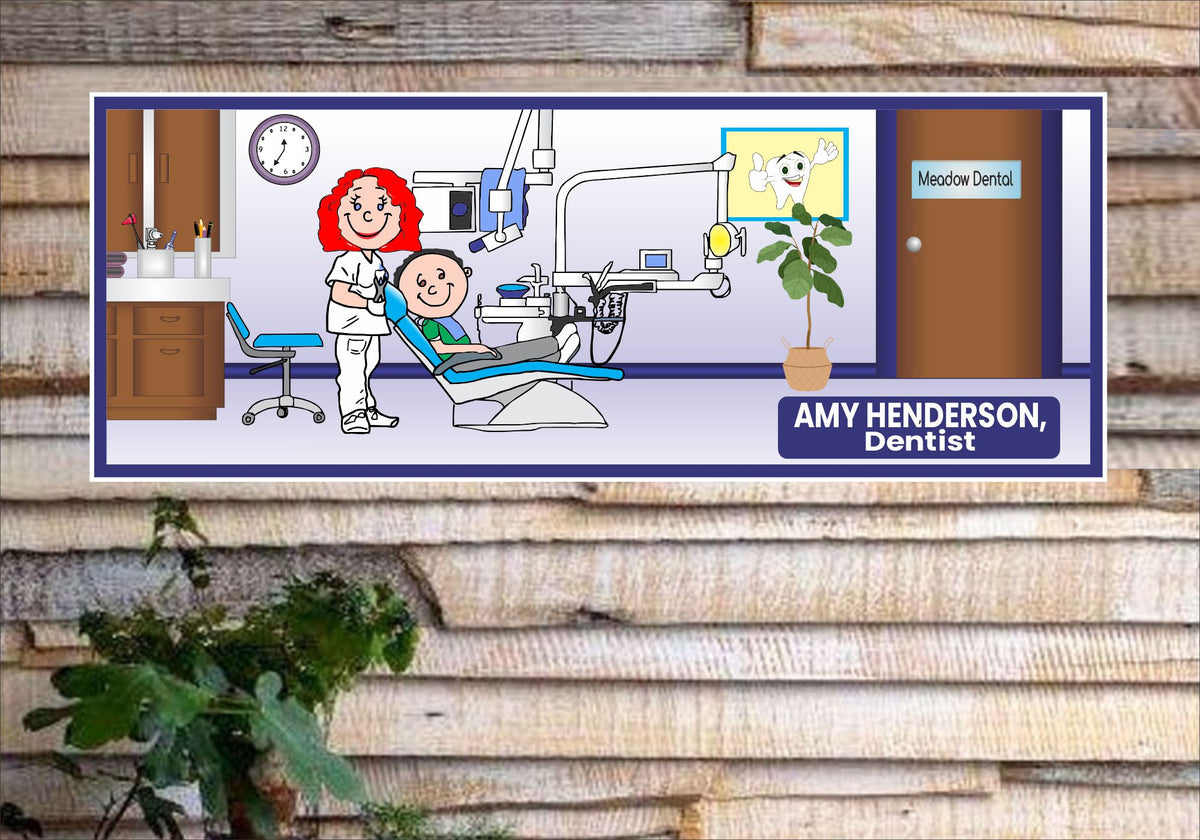 Customizable Cartoon Dentist Sign - Choose Dentist & Hair Color| Fun ...