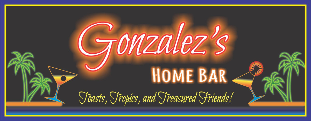 Personalized Faux Neon Tropical Bar Sign - Palm Trees & Cocktails| Fun ...
