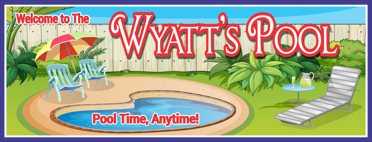 Personalized Pool Area Sign with Lounge, Refreshments & Chairs| Fun ...