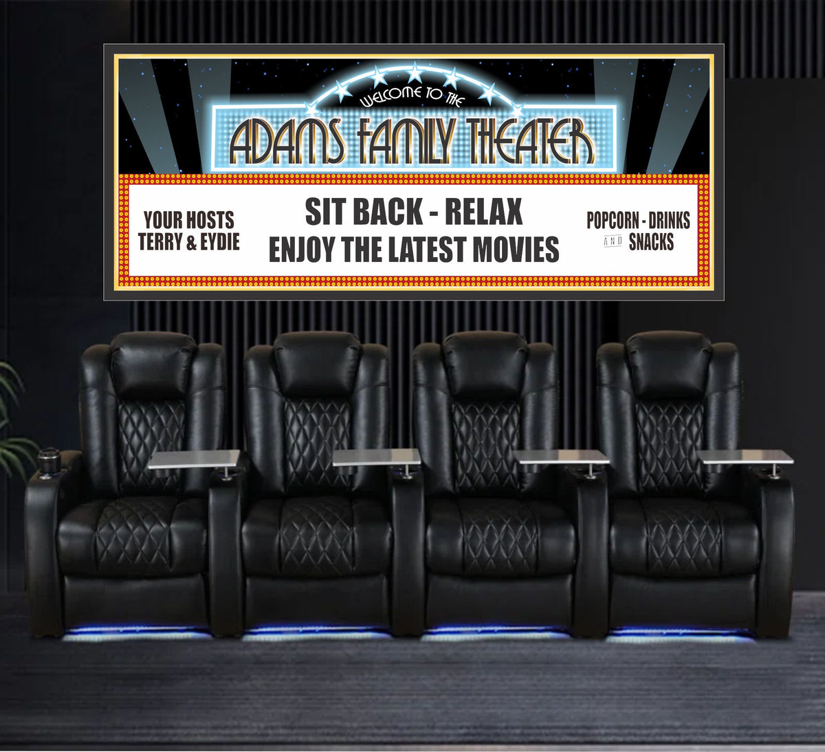 Vintage Theater Sign - Classic Marquee & Faux Neon Glow| Fun Sign Factory