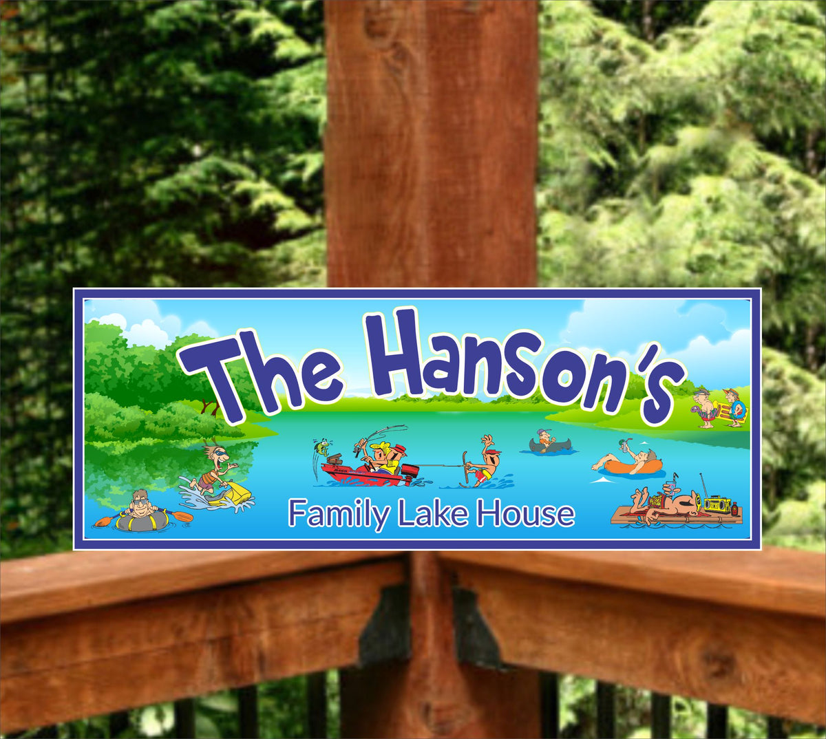 Personalized Lake House Sign with Boats & Rafts - Lakeside Decor| Fun ...
