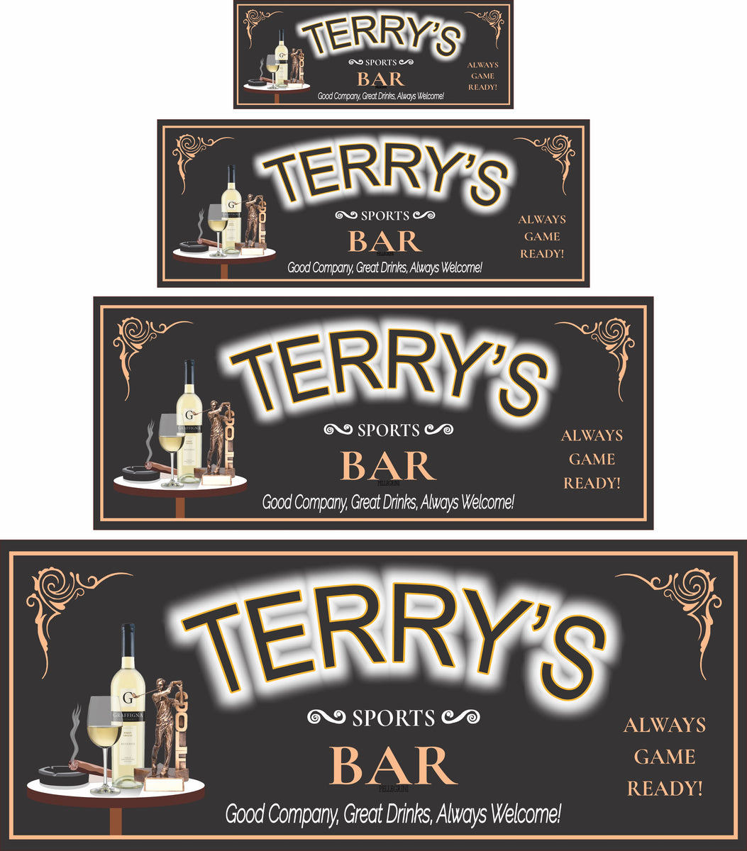 Custom Sports Bar Sign - Personalized Cigar, Wine & Golf Trophy Decor ...
