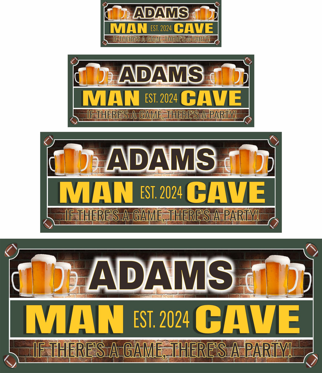 Custom Man Cave Sign with Beer Steins, Sports Team Colors & Your Beer ...