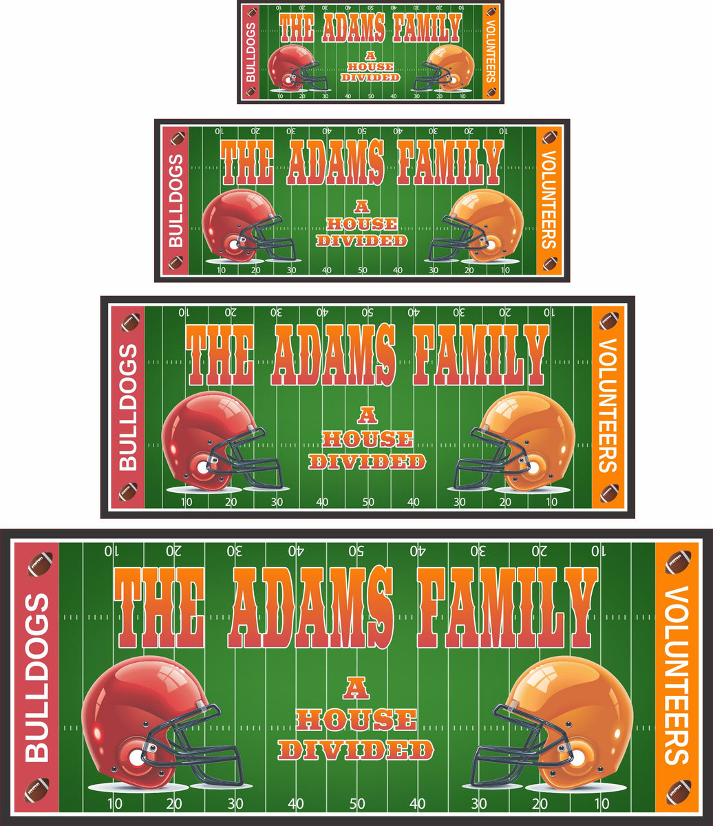 Custom House Divided Sports Sign with Football Field, Helmets & Colors ...