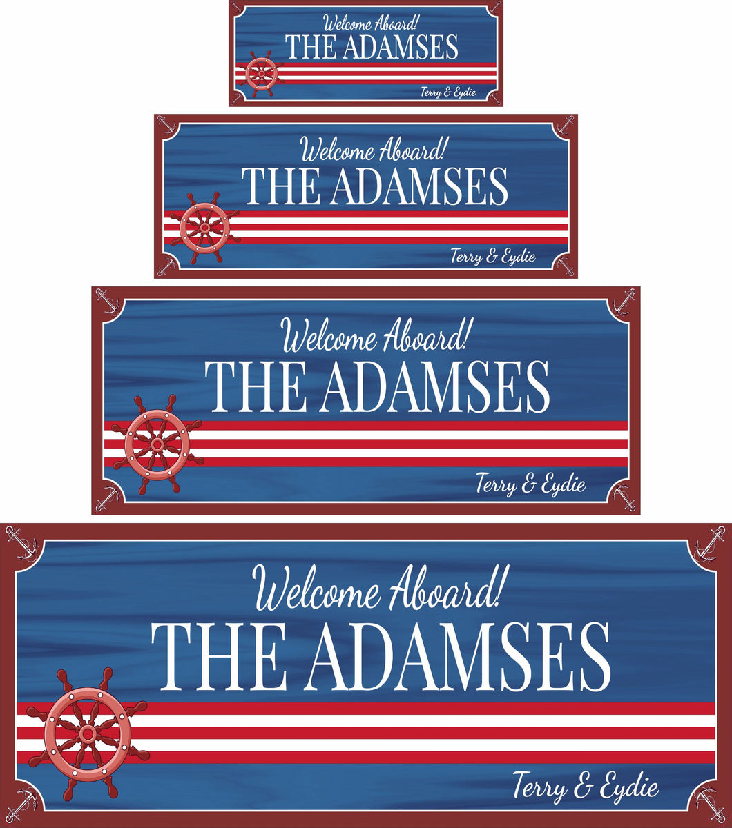 Custom Welcome Aboard Boat Sign with Ship Wheel & Anchor Border| Fun ...