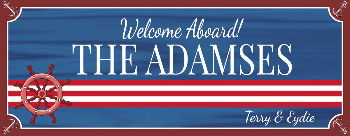 Custom Welcome Aboard Boat Sign with Ship Wheel & Anchor Border| Fun ...
