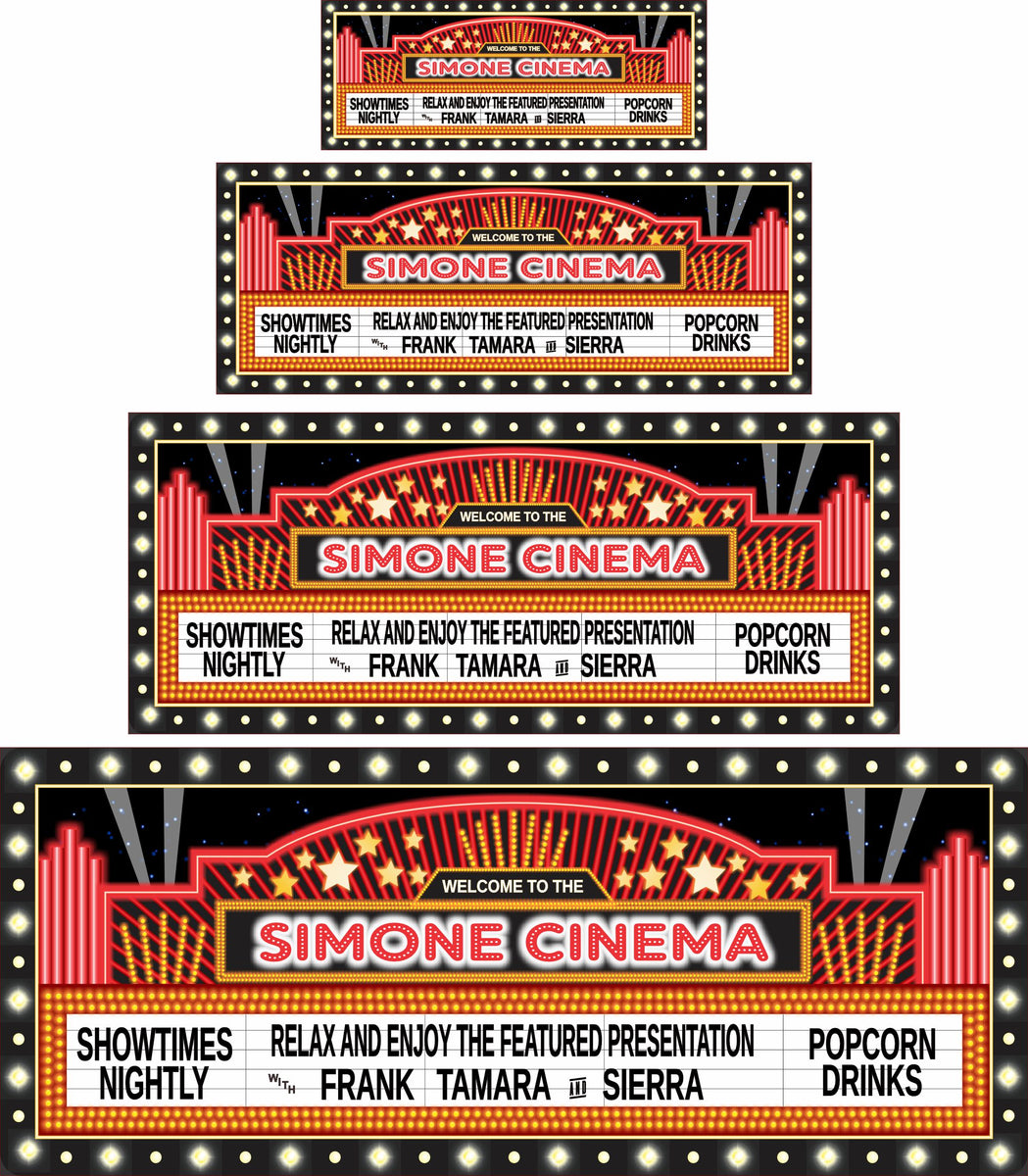 Custom Marquee Sign with Glow Name, Search Lights & Faux Lights Border ...