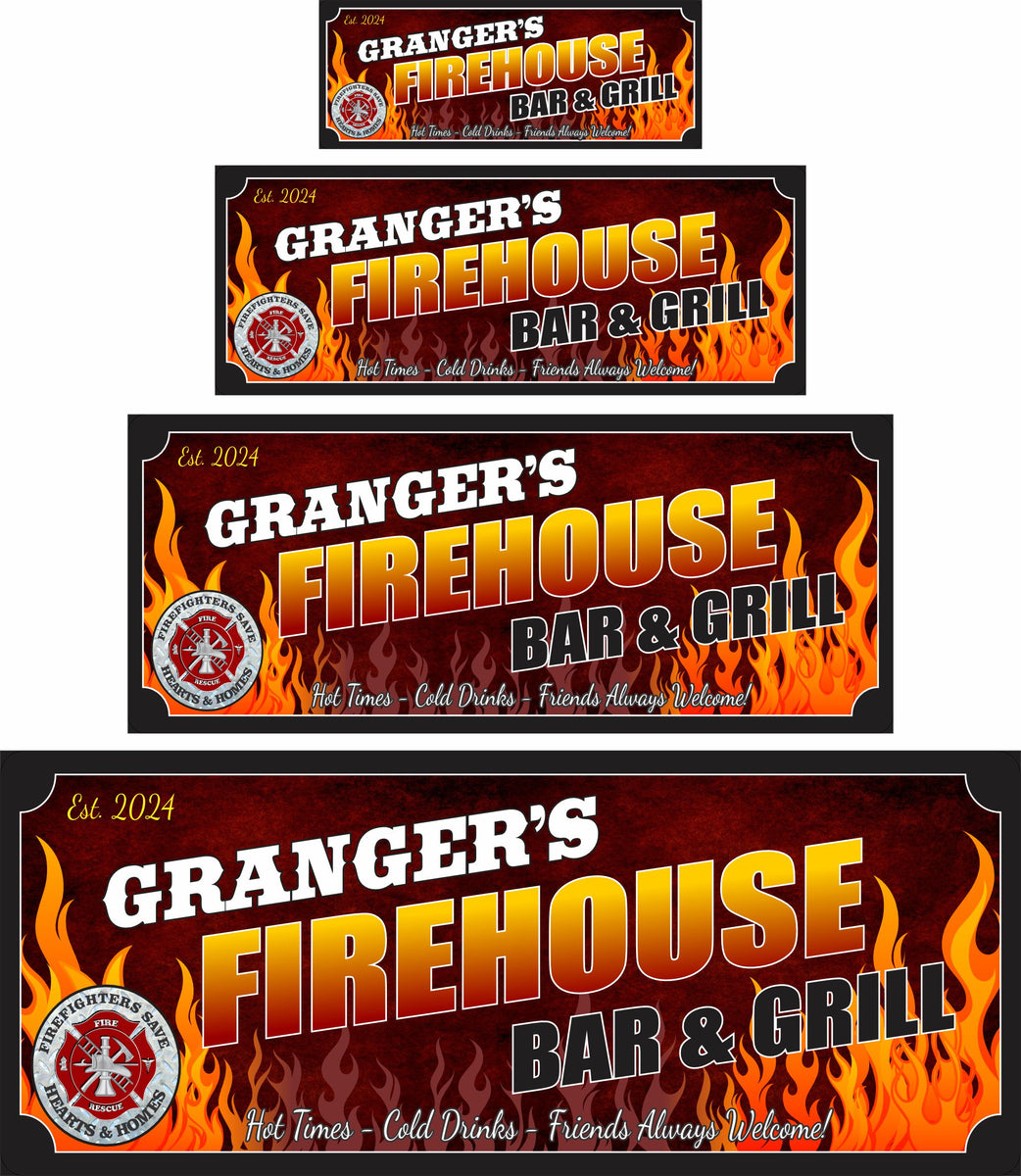 Custom Firehouse Bar & Grill Sign - Personalized Firefighter Decor| Fun ...