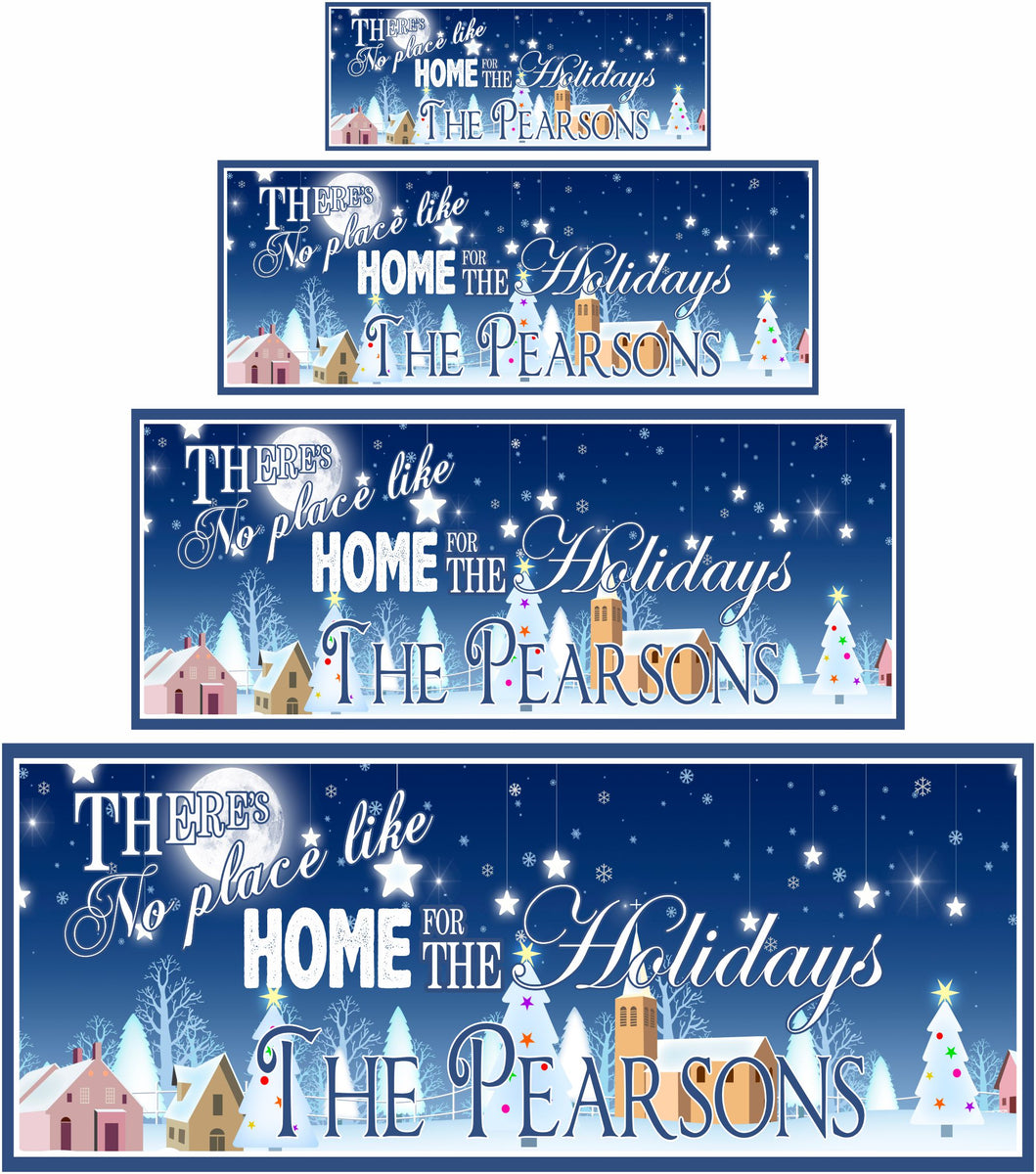 Personalized Home for the Holidays Sign with Stars, Trees, & Snowflakes ...