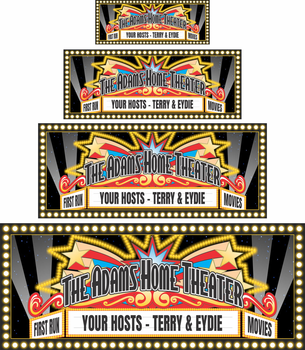 Custom Art Deco Home Theater Sign - Vintage Marquee, Editable Text| Fun ...