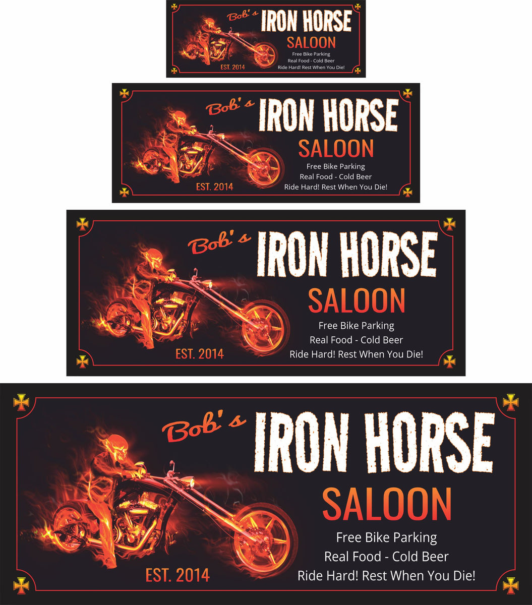 Custom Personalized Biker Bar Welcome Sign with Flames| Fun Sign Factory