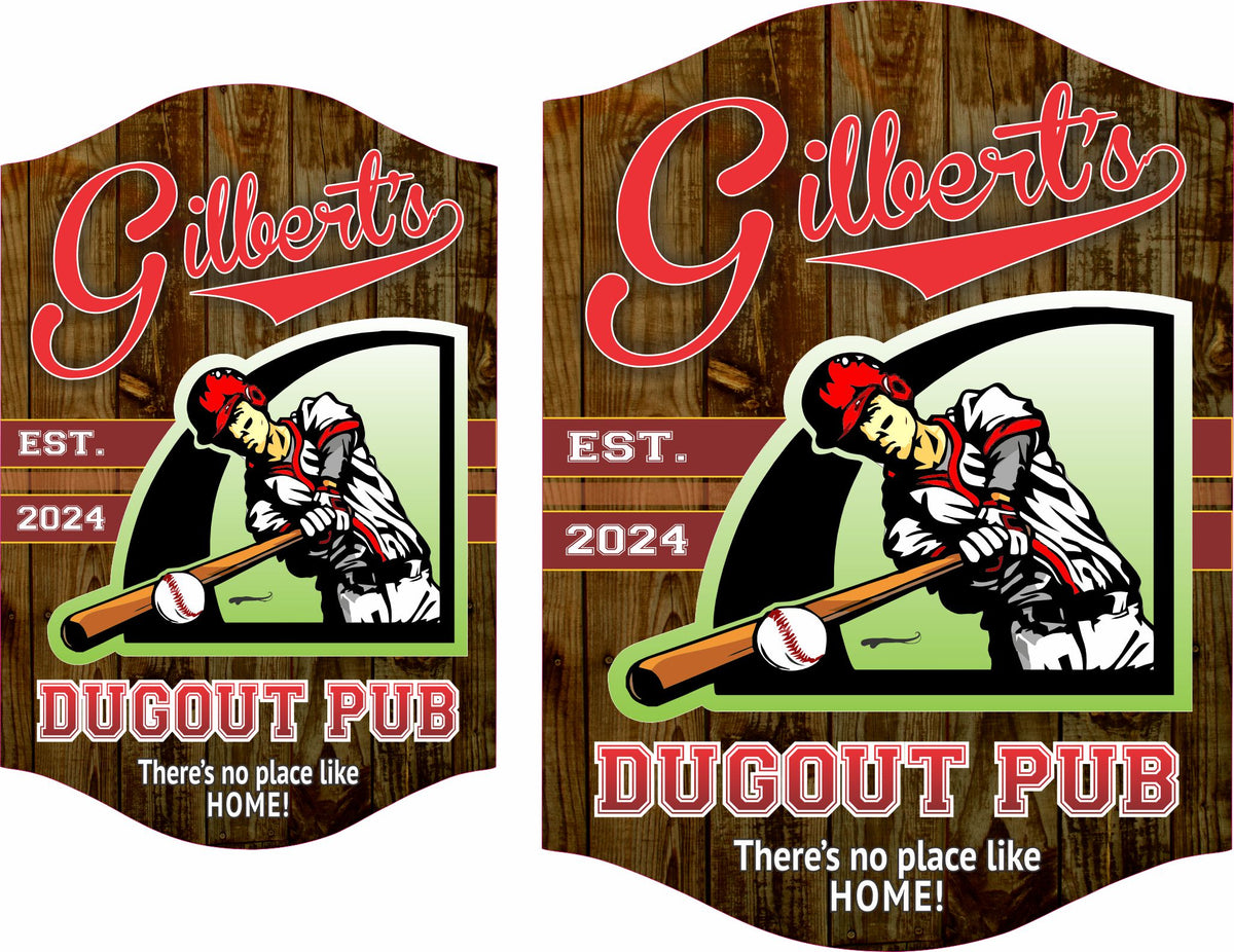 Custom Baseball Bar Sign with Player Illustration and Editable Text ...