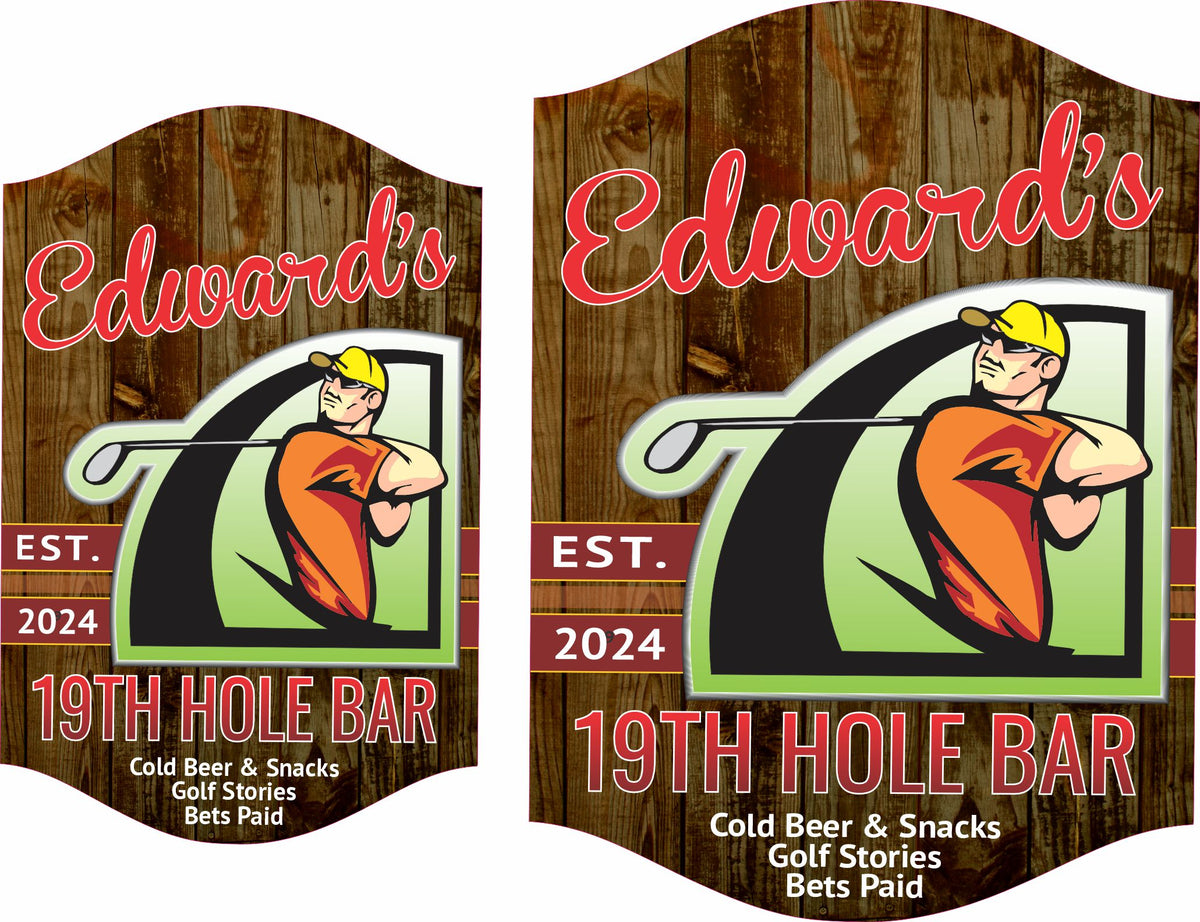 Custom 19th Hole Golf Sign with Golfer and Club - Customizable| Fun ...