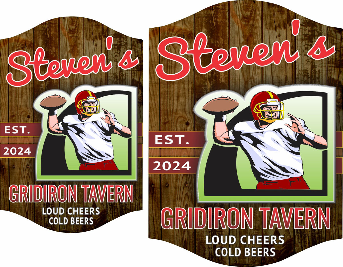 Custom Football Gridiron Tavern Sign with Player and Established Date ...