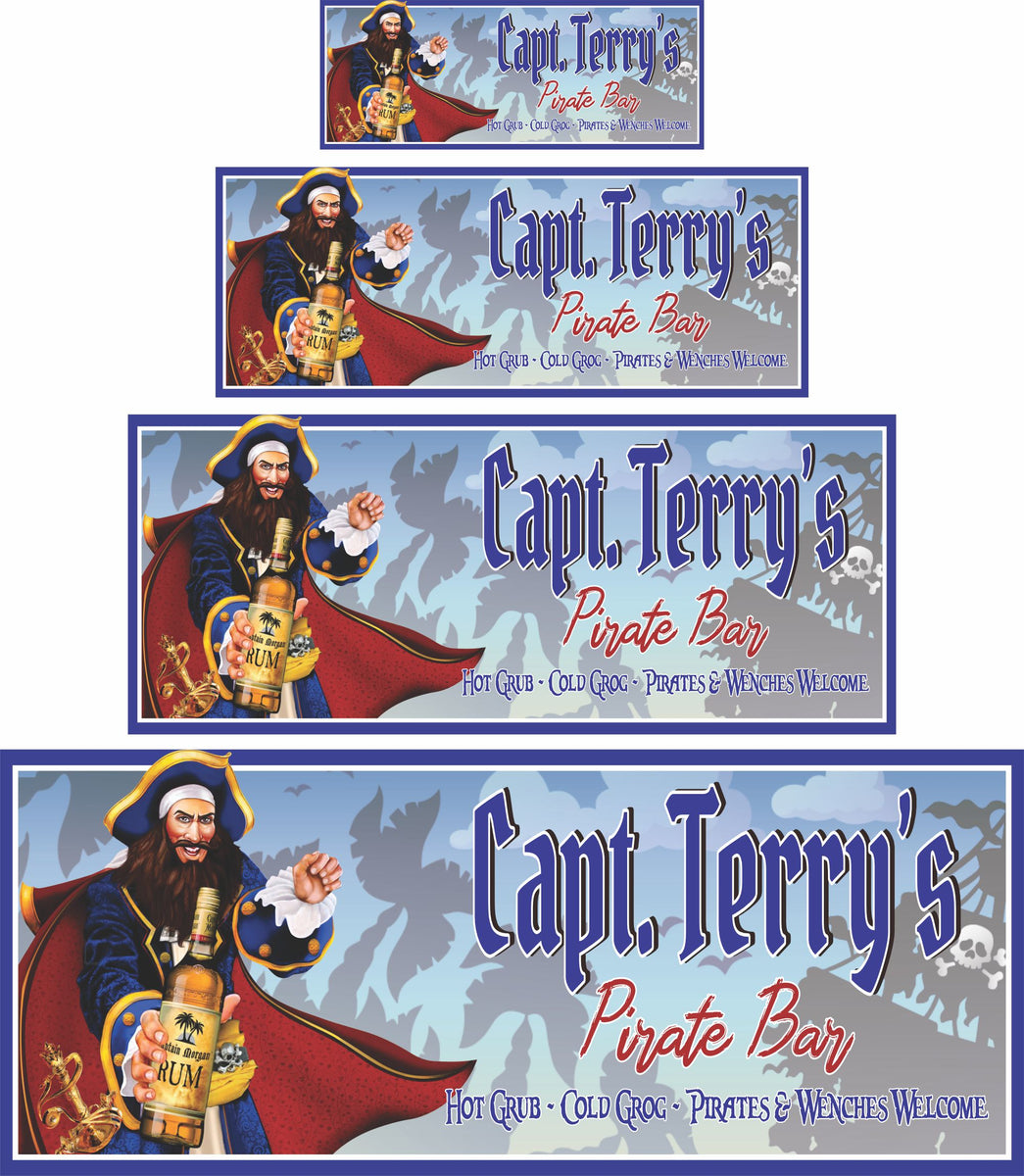 Customizable Pirate Bar Sign - Pirate Ship & Rum Bottle| Fun Sign Factory