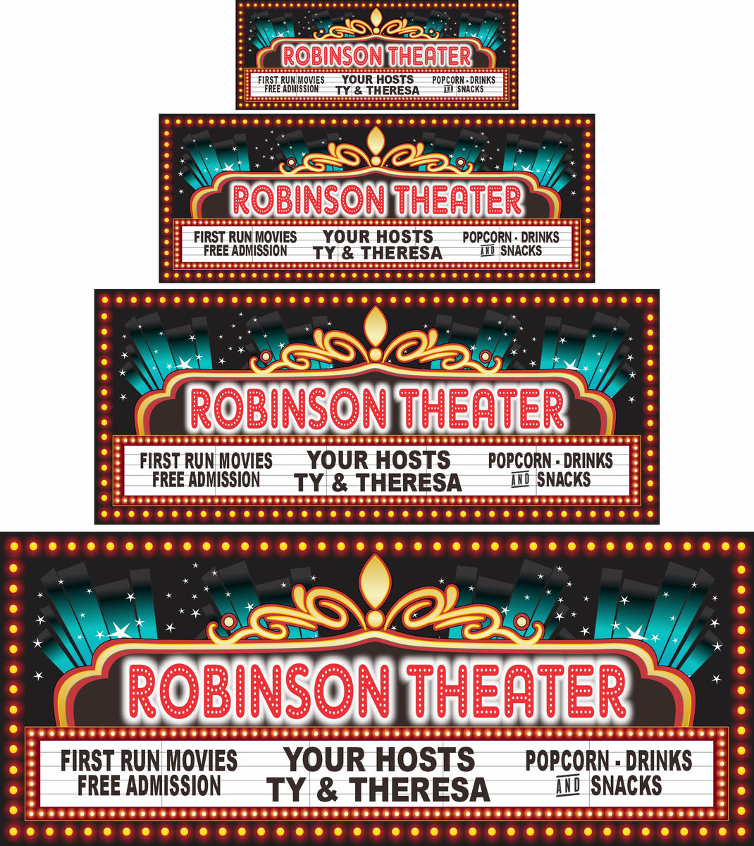 Personalized Home Theater Sign with Faux Flashbulb Border| Fun Sign Factory