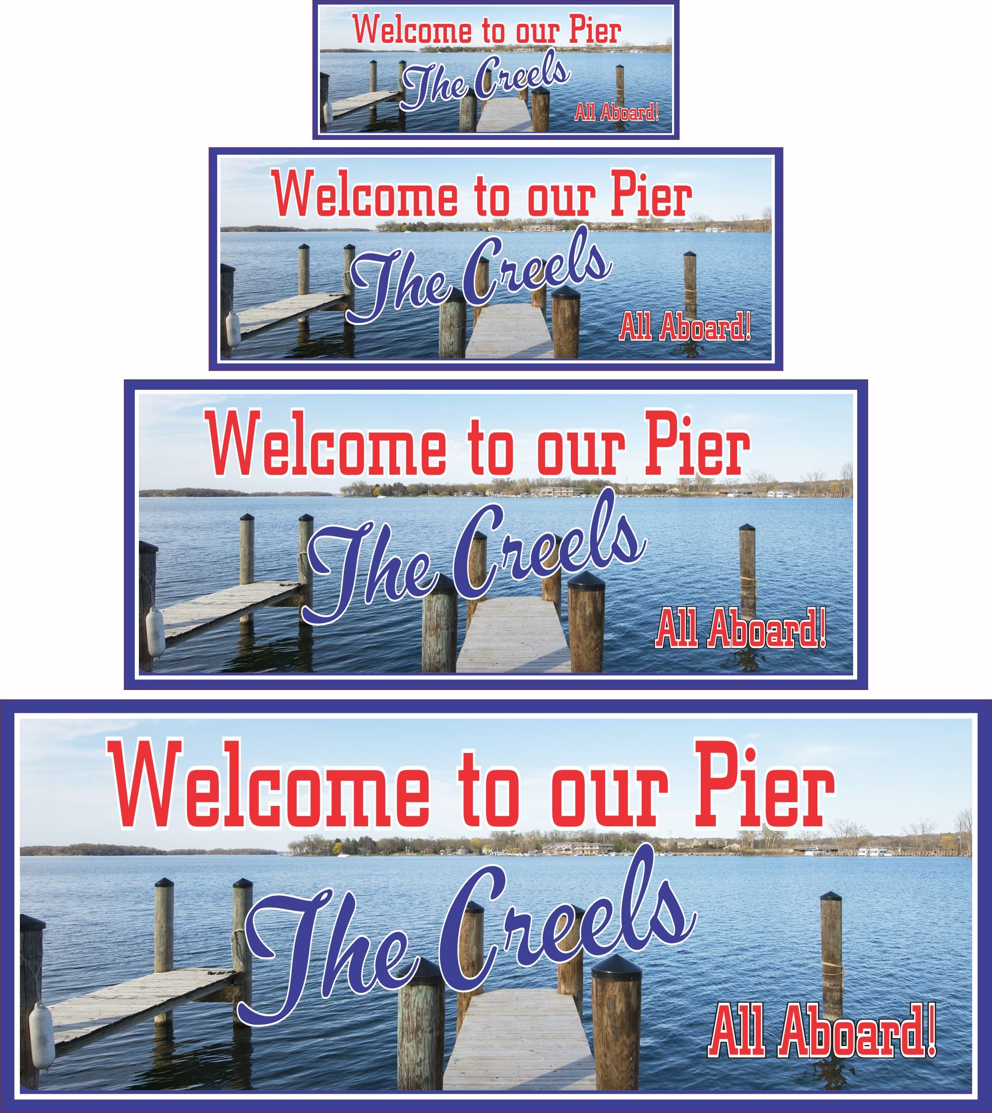 Personalized Pier Welcome Sign with Lake Background and Custom Text ...