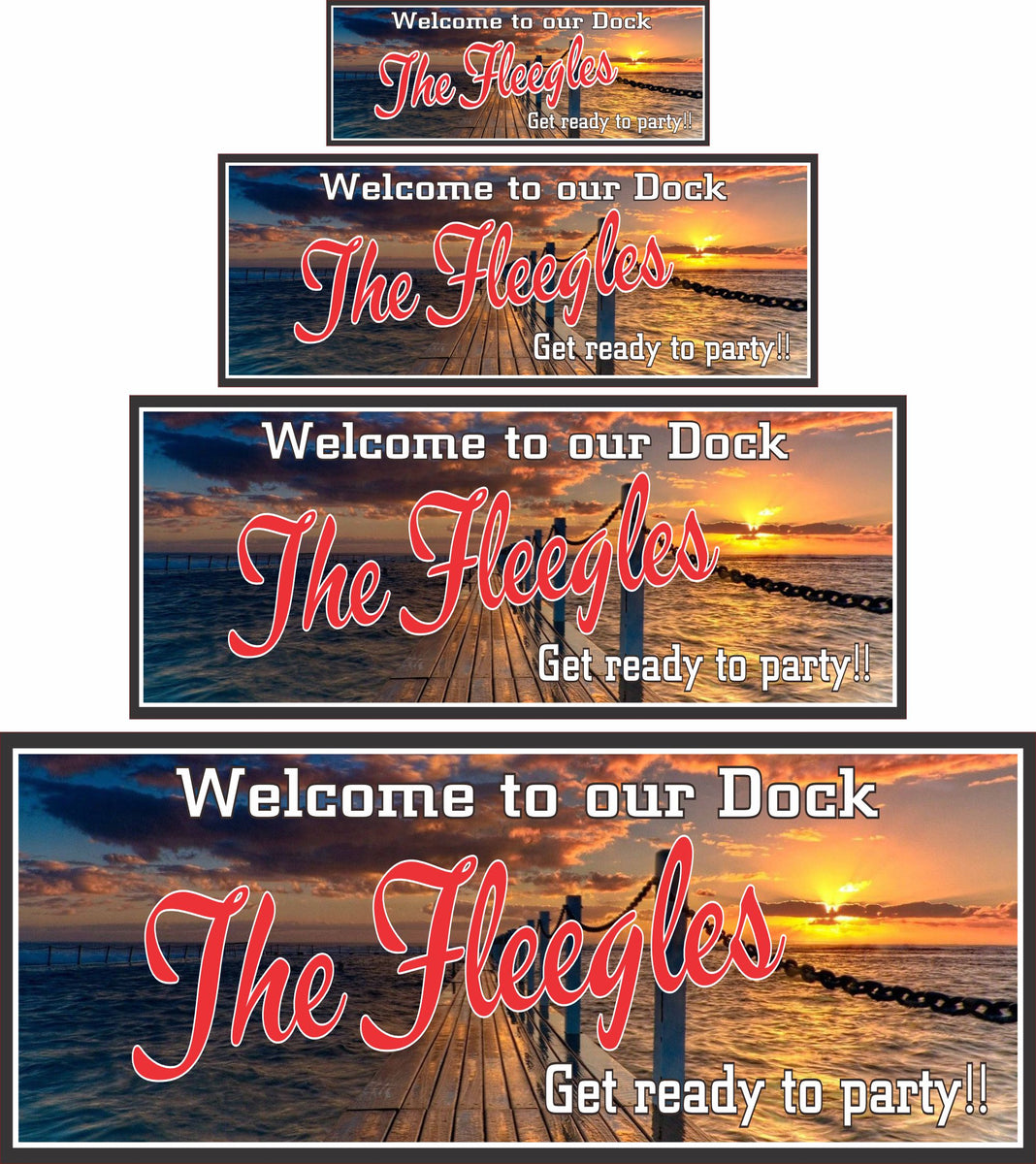 Custom Boat Dock Sign - Sunset & Pier Background, Personalized Decor ...