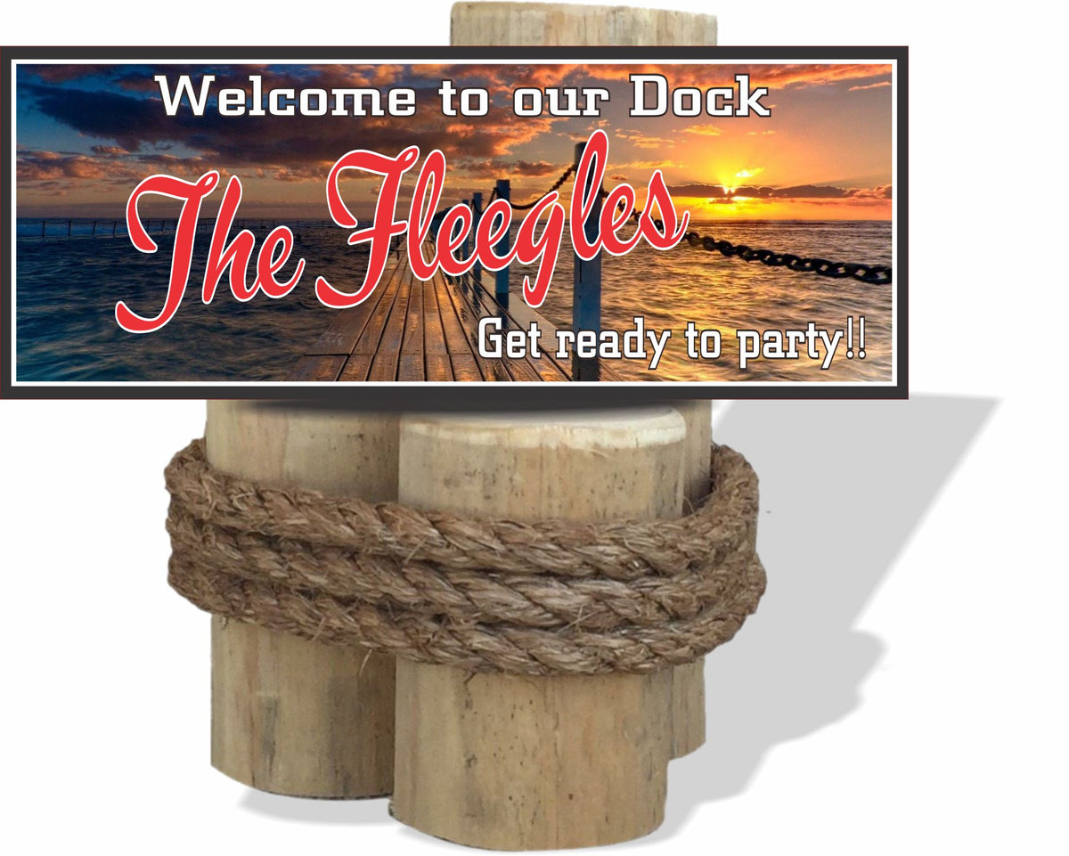Custom Boat Dock Sign - Sunset & Pier Background, Personalized Decor ...