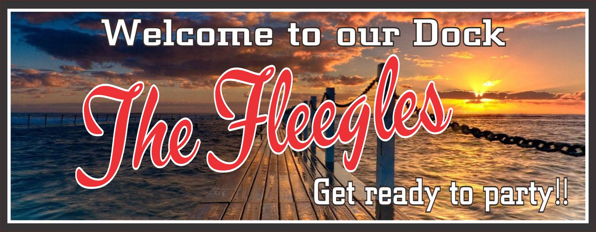 Custom Boat Dock Sign - Sunset & Pier Background, Personalized Decor ...
