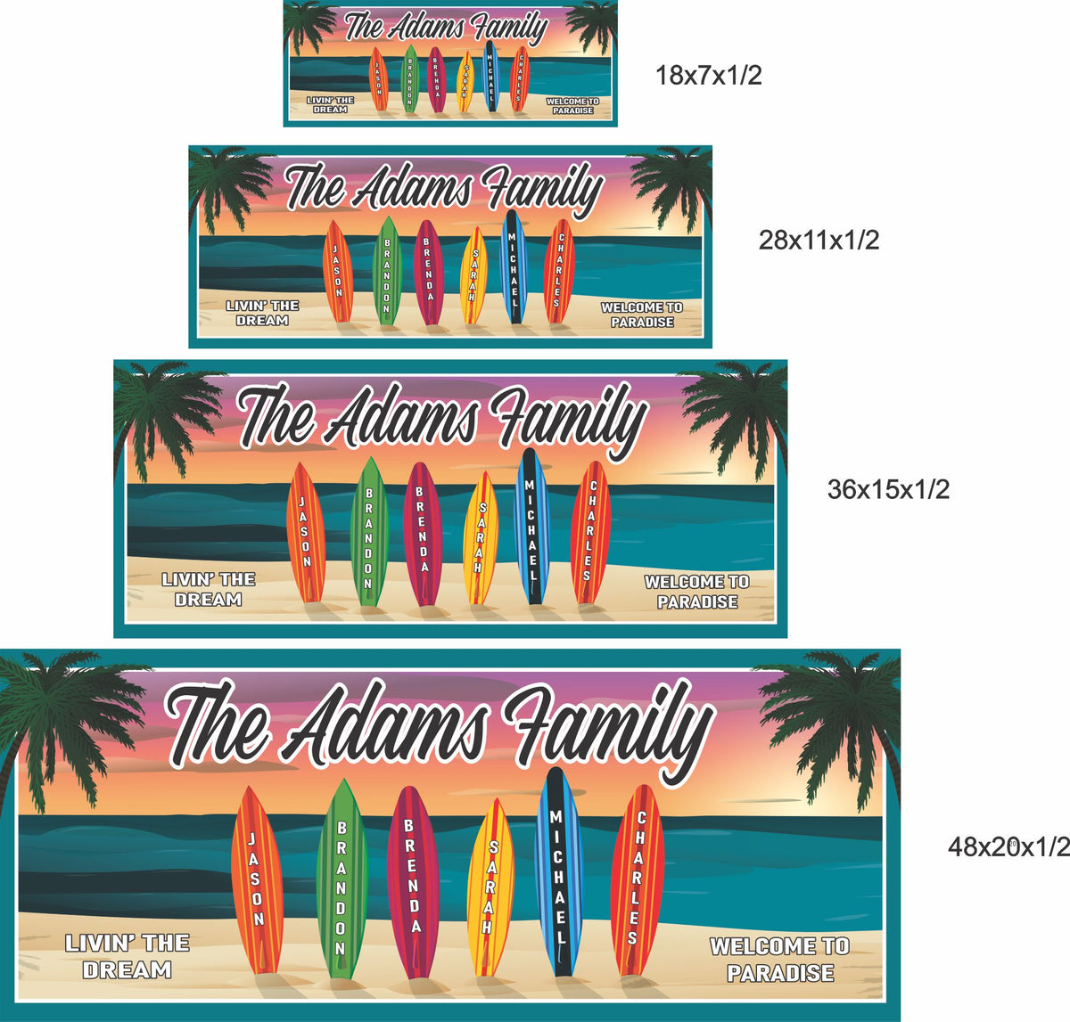 Custom Beach Sign with Surfboards | Handcrafted | 4 Sizes| Fun Sign Factory