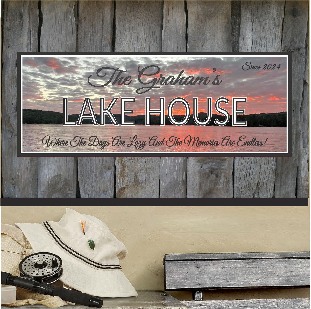 Custom Lake House Sign: Stormy Sunset Sky | Wall Art for Lakefront ...