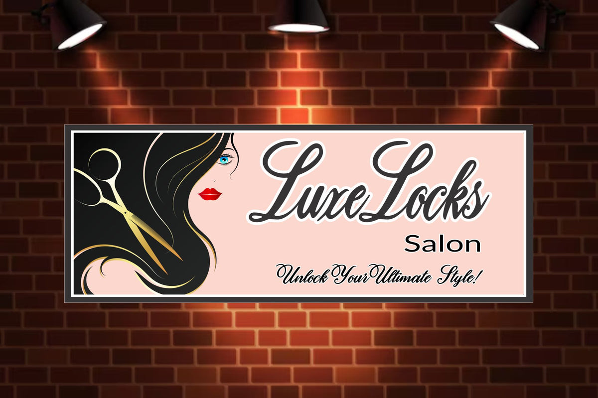 Custom Woman's Portrait Sign with Gold Scissors| Fun Sign Factory