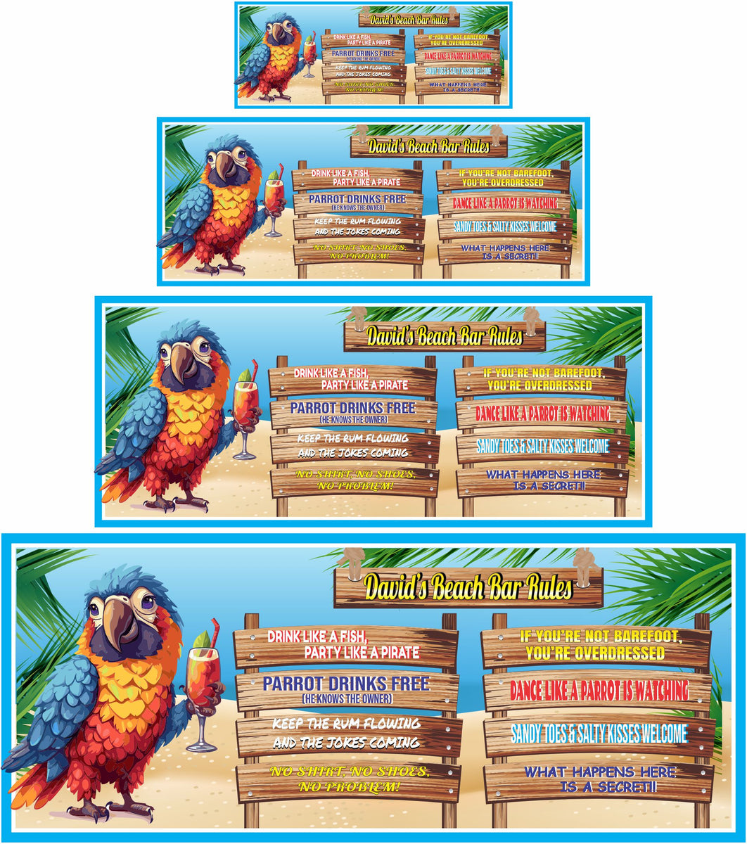 Personalized Beach Bar Sign - Colorful Parrot with Funny Quotes| Fun ...