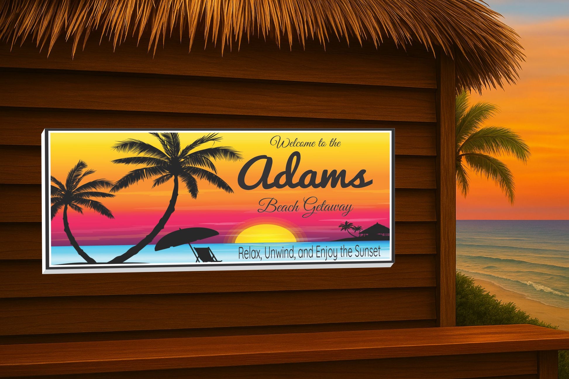 Personalized Beach Sunset Sign – Tropical Wall Art | Fun Sign Factory
