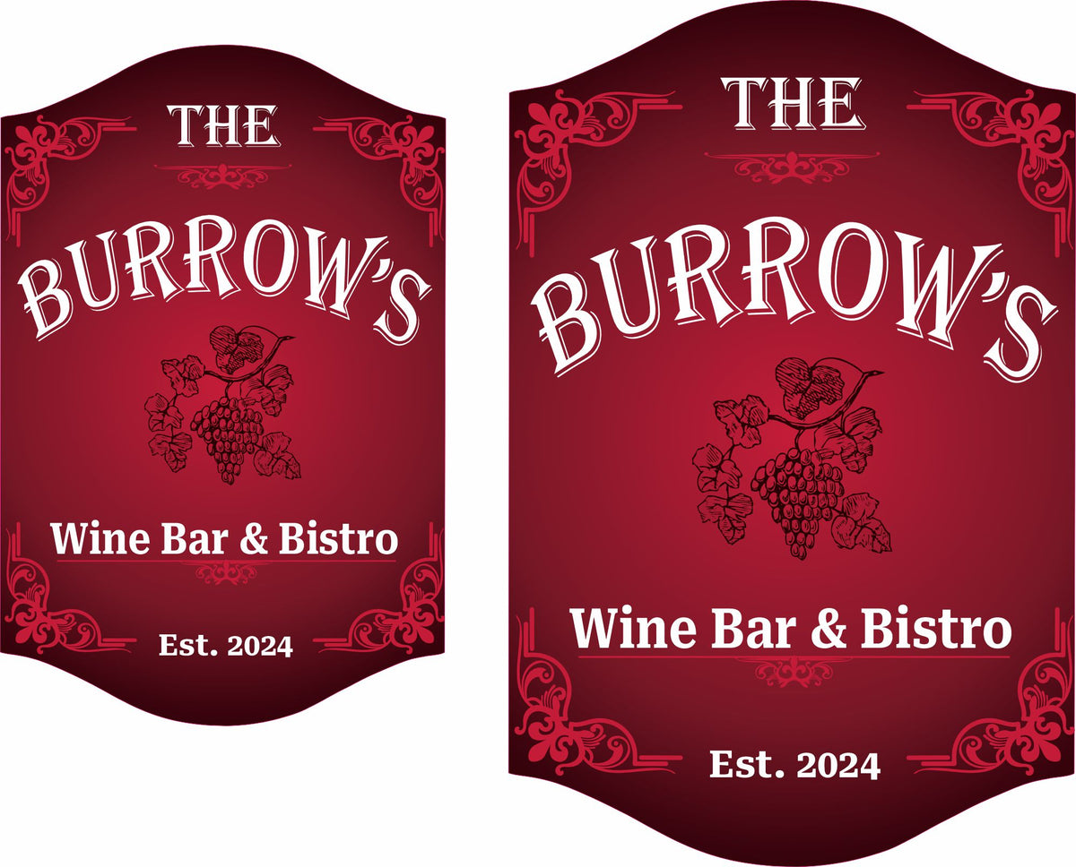 Custom Wine Bar & Bistro Sign with Red Grape Vines - Personalize Now ...