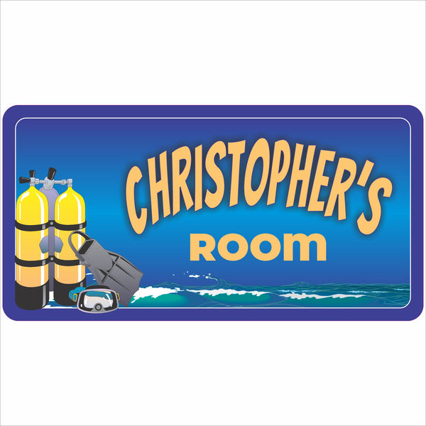 Personalized Scuba Diving Kids Room Sign | Fun Sign Factory