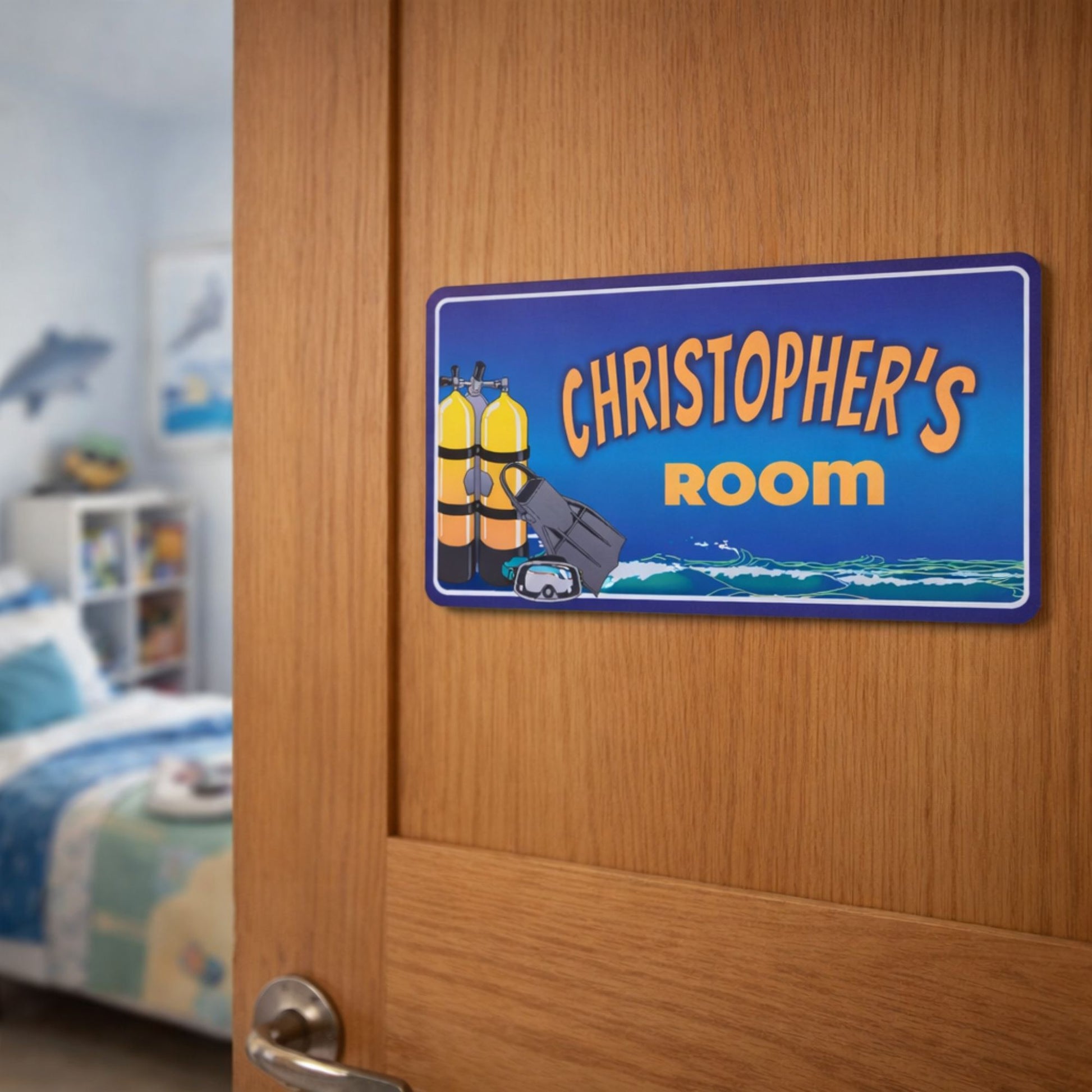 Personalized Scuba Diving Kids Room Sign | Fun Sign Factory