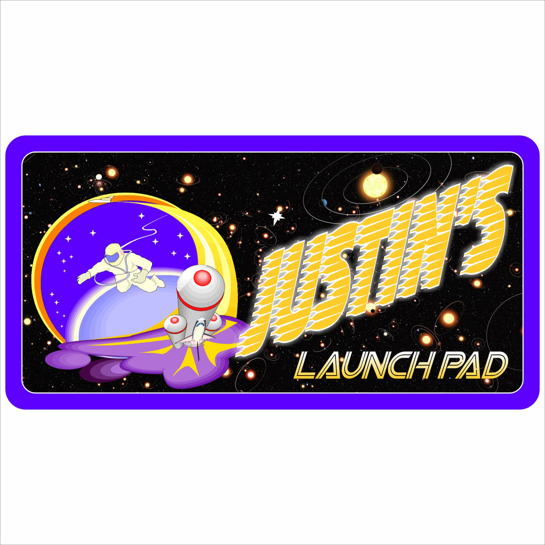 Personalized Space Kids Door Sign Launch Pad | Fun Sign Factory