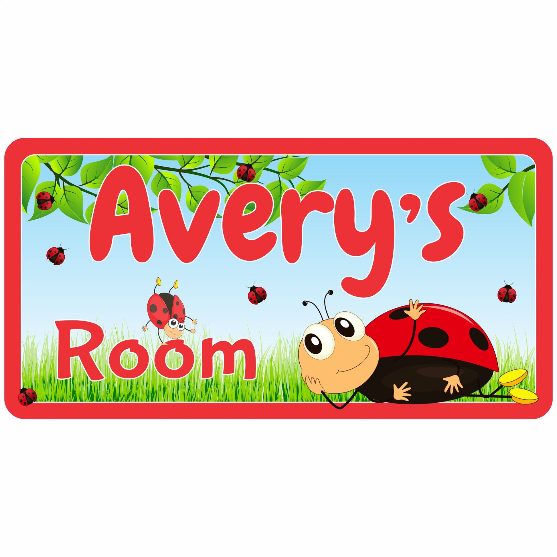 Personalized Ladybug Kids Room Sign Custom Name | Fun Sign Factory