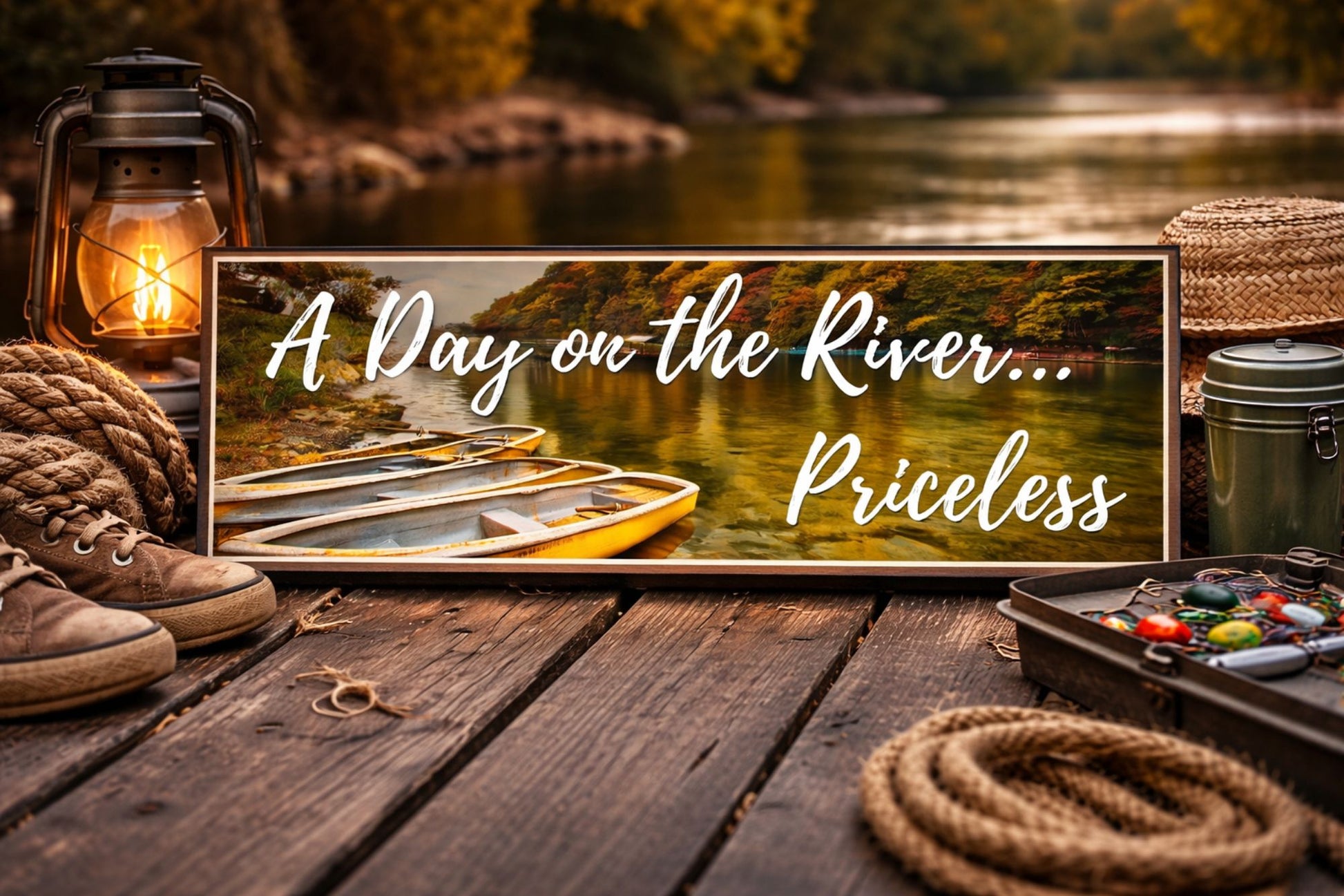 River Cabin Wall Sign A Day on the River Priceless | Fun Sign Factory