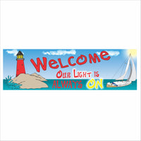 Lighthouse Welcome Sign with Sailboat