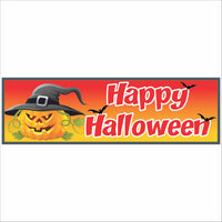 Happy Halloween pumpkin sign witch hat jack o lantern 16x5 PVC wall sign